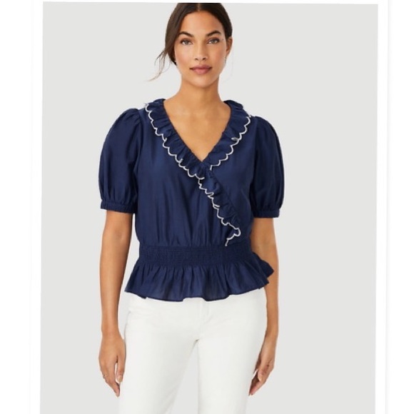 Ann Taylor | Tops | Nwt Ann Taylor Scalloped Ruffle Wrap Top Large Size ...